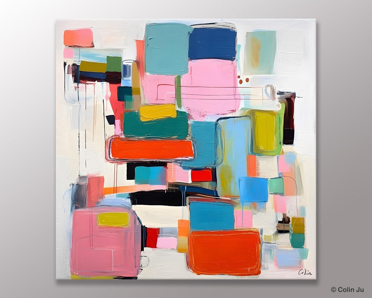 Original Abstract Wall Art, Geometric Modern Acrylic Art, Large Abstra ...